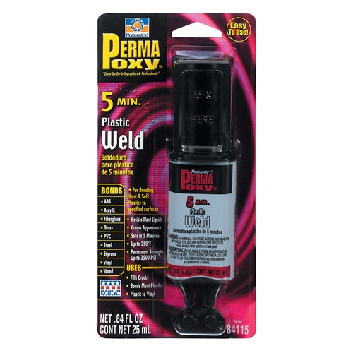Permatex 84115 PermaPoxy 5 Minute Plastic Weld .84 fl. oz. dual syring ...